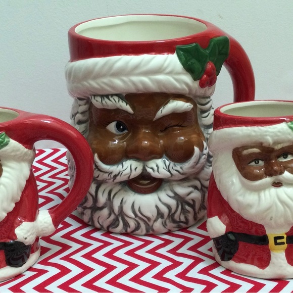 Dining | African American Santa Utensil Holder And Coffee Mugs Ceramic ...